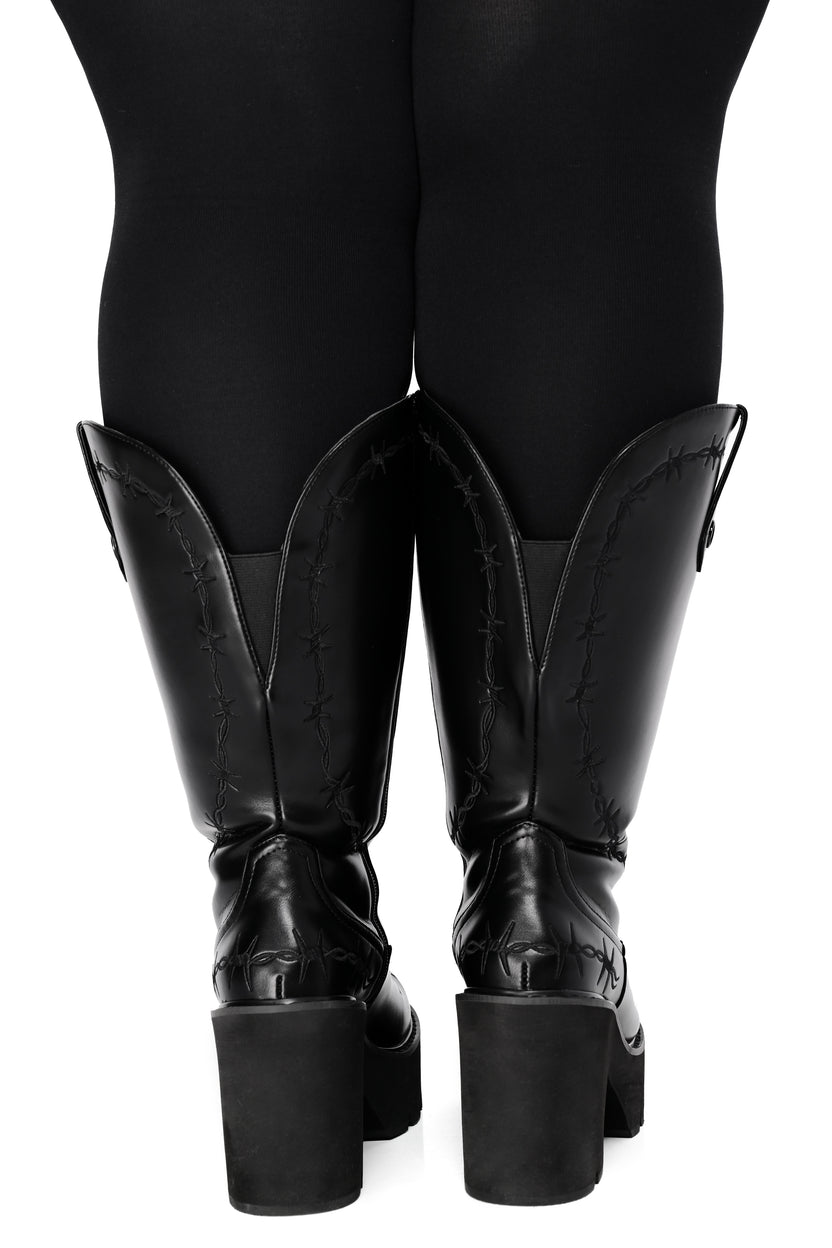 Barbed Wire Wide Calf Platform Cowboy Boots - No Restock! Size 6 left ...