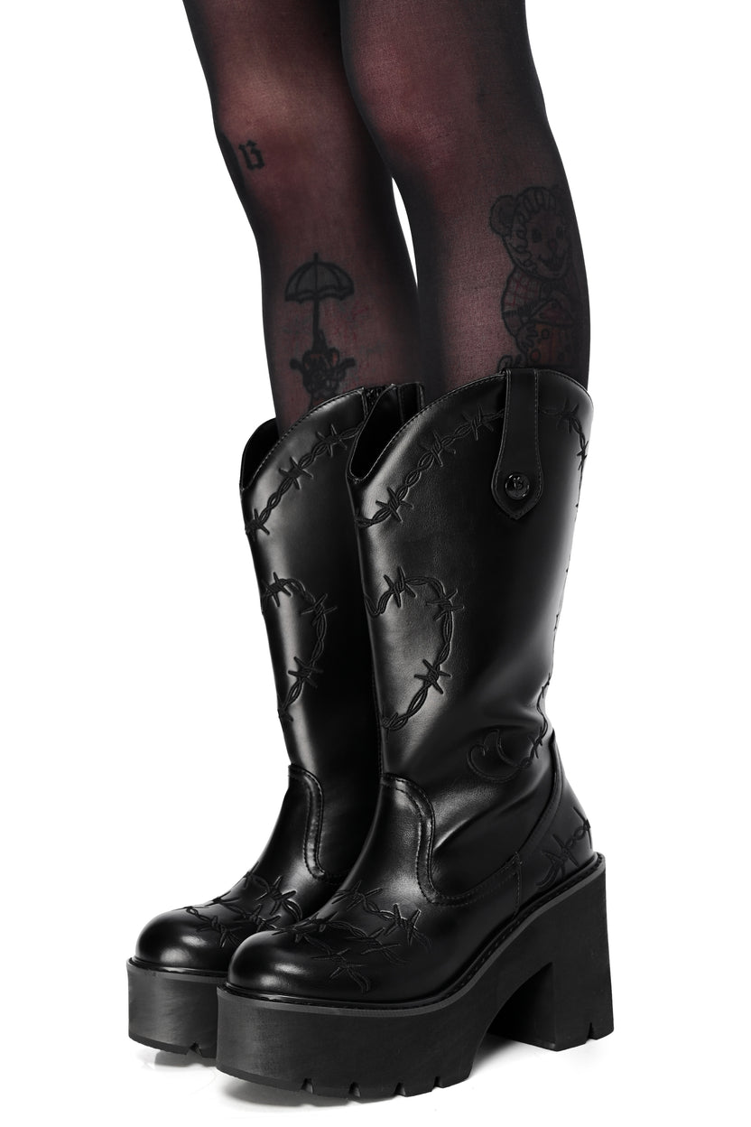 Barbed Wire Wide Calf Platform Cowboy Boots - No Restock! Size 6 left ...