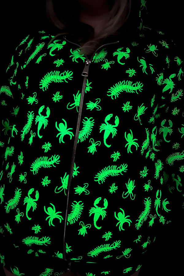 Creepy Crawlers Zip Up Hoodie - Glow in the Dark! - No Restock! – FOXBLOOD