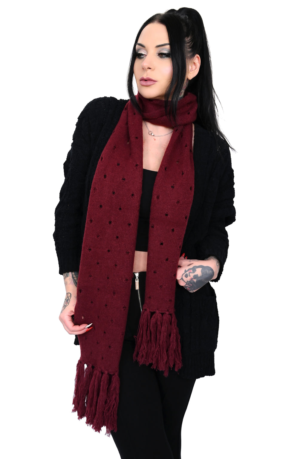 Distressed Burgundy Fringe Scarf – FOXBLOOD